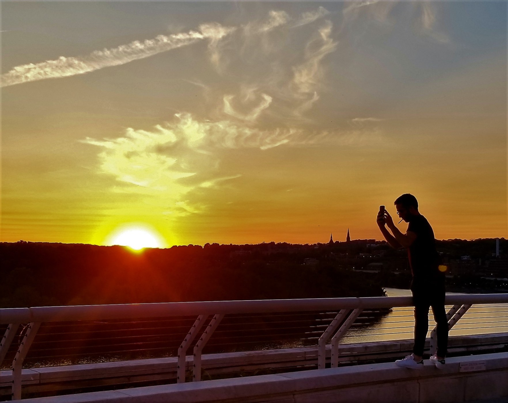 See Washington, DC at sunset from Terrace of the Kennedy Center