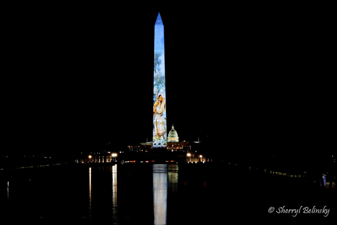 Special light projection display on the Washington Monument!